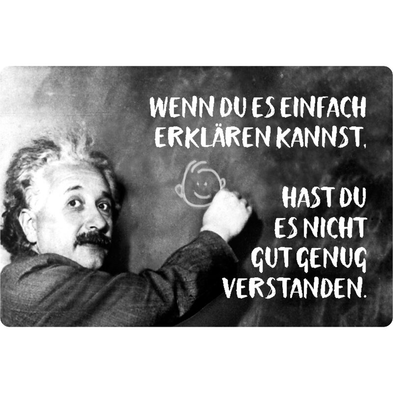 Schild Spruch "einfach erklären, nicht genug verstanden" Einstein 20 ...