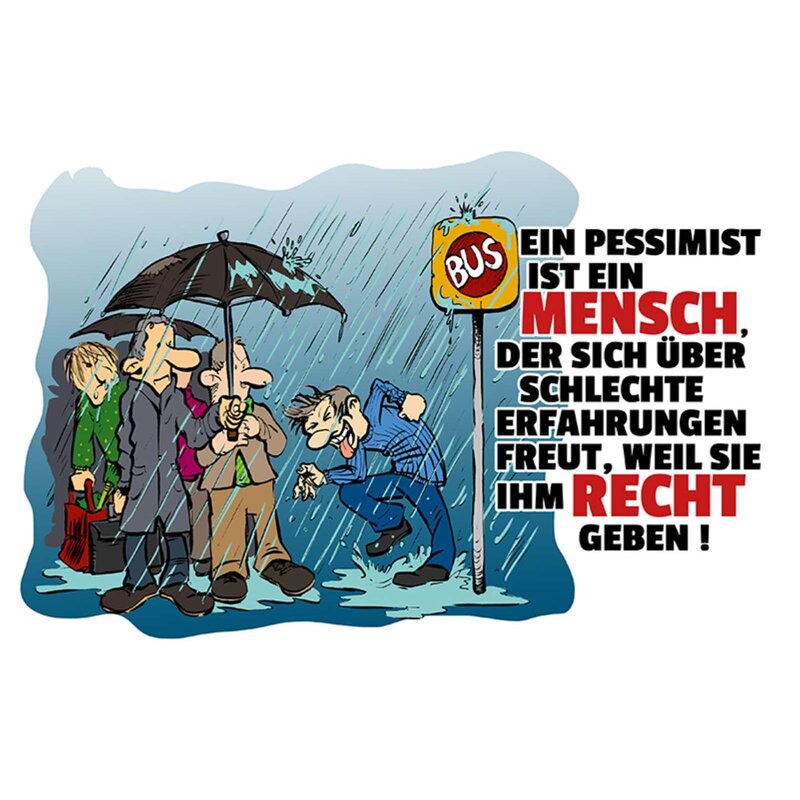 Schild Spruch "Pessimist Mensch, über schlechte Erfahrungen freut" 20
