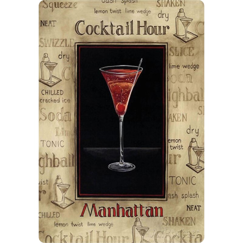 Schild Spruch "Cocktail Hour Manhatten" 20 x 30 cm Barschild, 9,99
