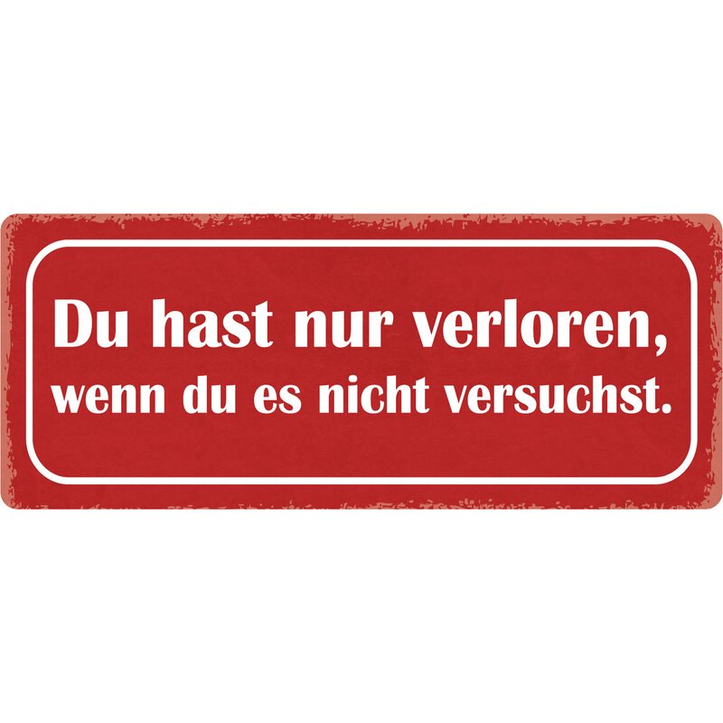 Schild Spruch "Du hast nur verloren, wenn du es nicht versuchst" 27 x