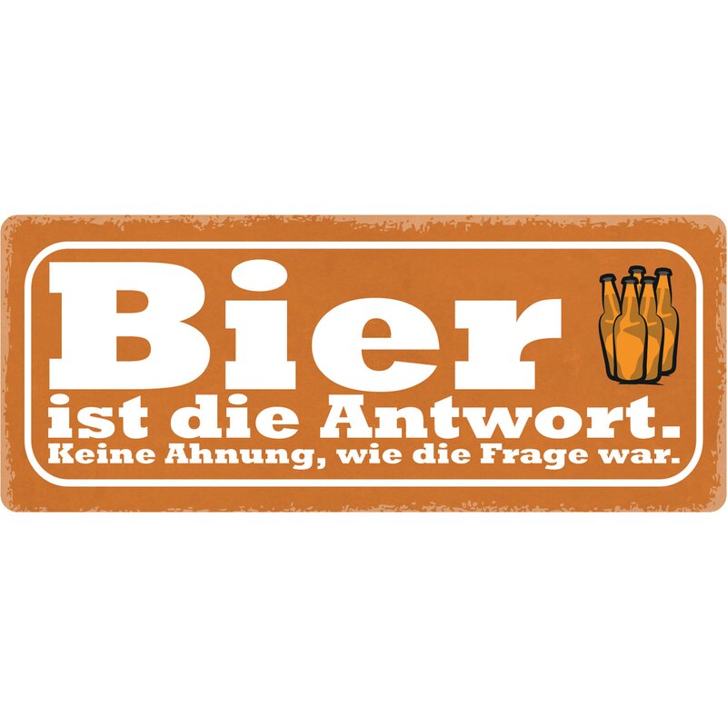 Schild Spruch "Bier ist die Antwort" 27 x 10 cm Blechschild, 9,49