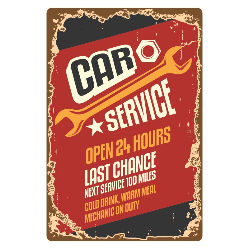 Schild Car Service open 24 hours, 12,99