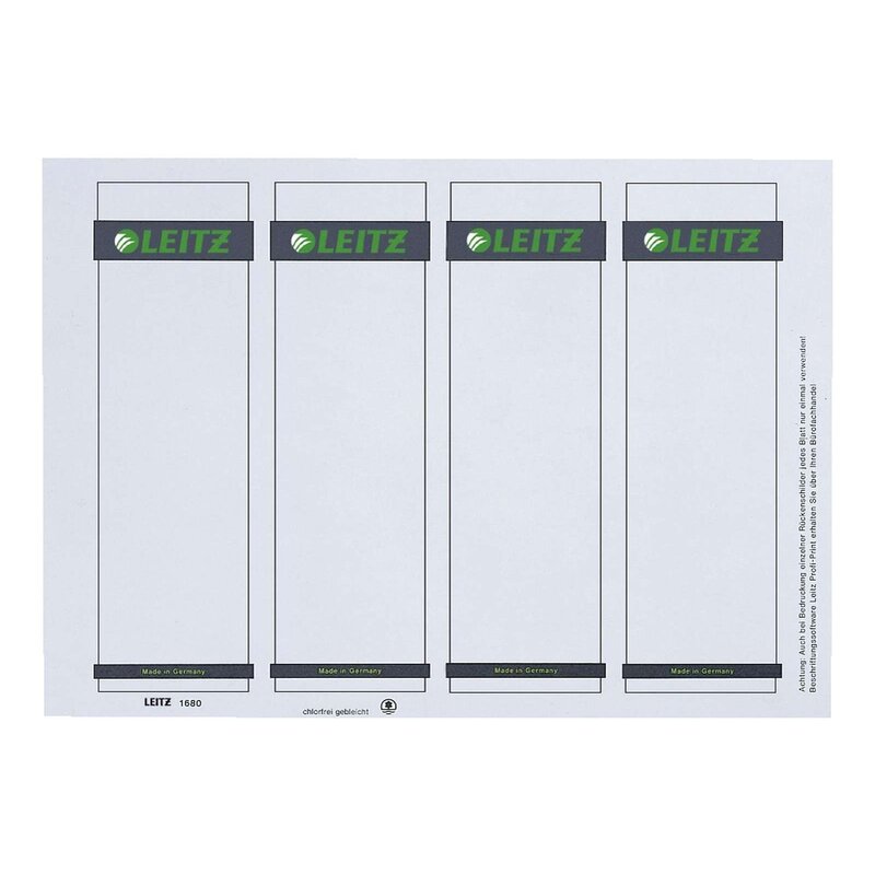Leitz 1680 PC-beschriftbare Rückenschilder zum Einstecken - Karton, k