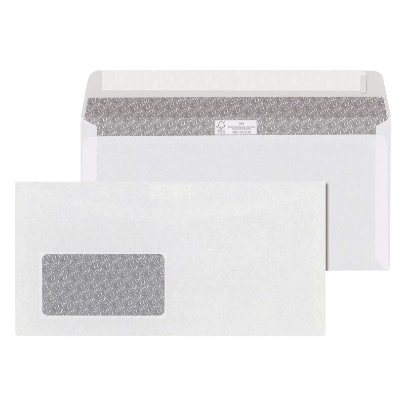 MAILmedia® Briefumschläge DIN lang (220x110 mm), mit Fenster, selbstk ...
