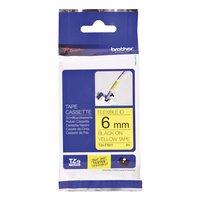 Brother® TZe-611 Schriftbandkassette - laminiert, 6 mm x 8 m, schwarz