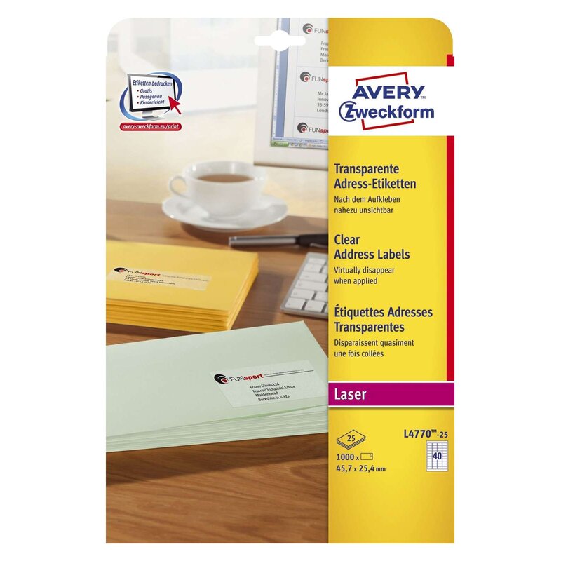 Avery Zweckform® J8177-25 Adress-Etiketten (A4, Papier matt, 300 Stüc