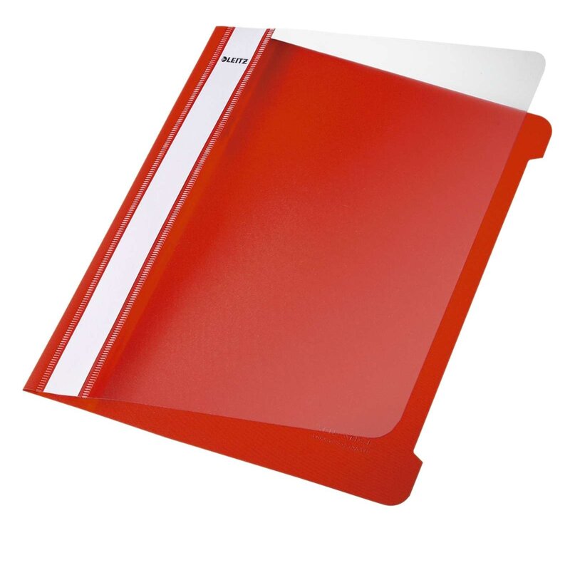 Leitz 4197 Hefter Standard, A5, langes Beschriftungsfeld, PVC, rot, 2,99