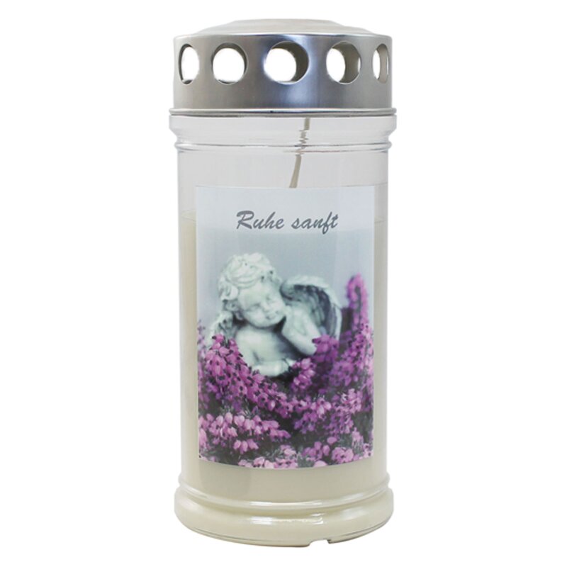 Gedenkkerze mit Bild "Erika-Ruhe sanft" ca. (ØxH) 75 x170 mm, 4,49